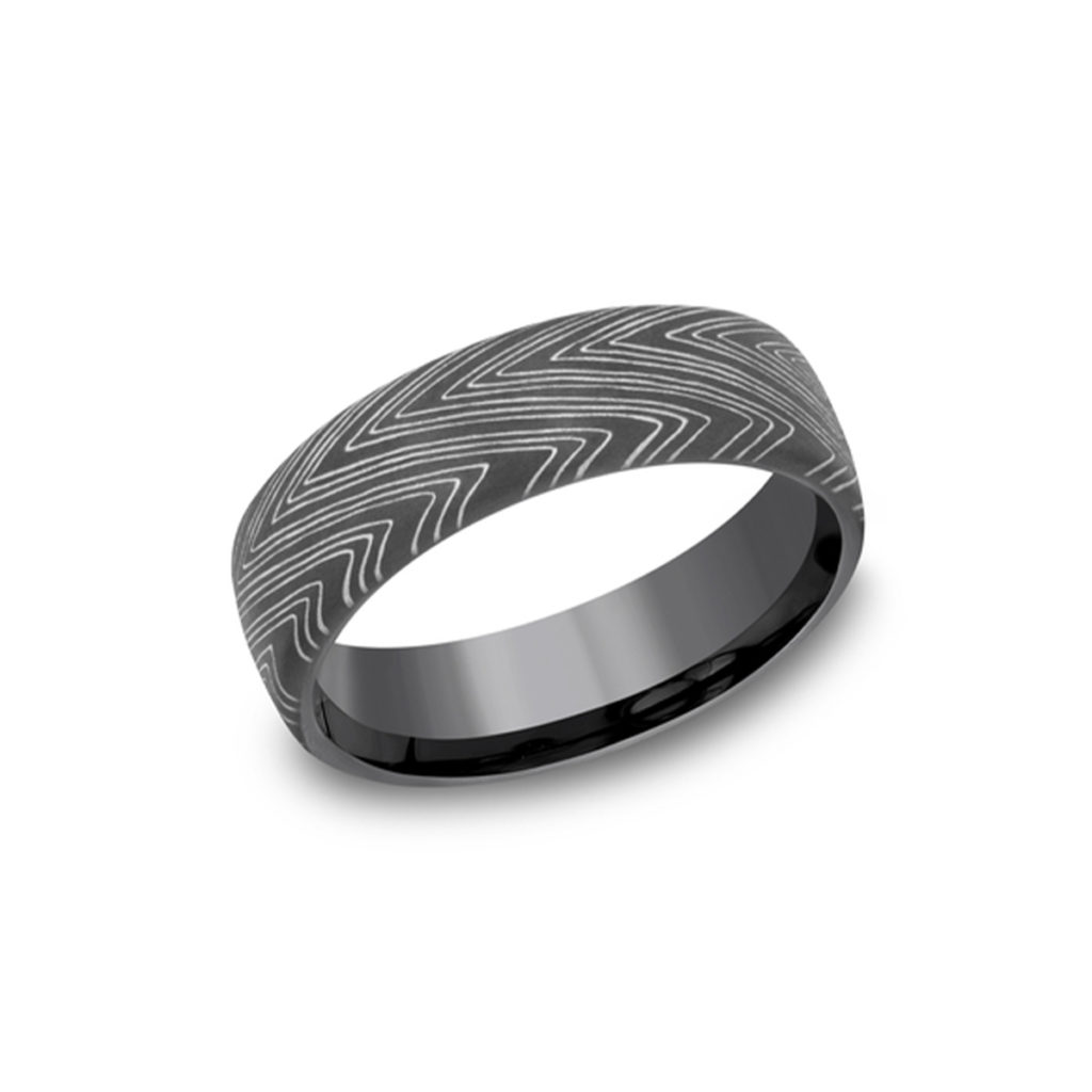 Titanium Meteorite Center 8mm Band - Josephs Jewelers