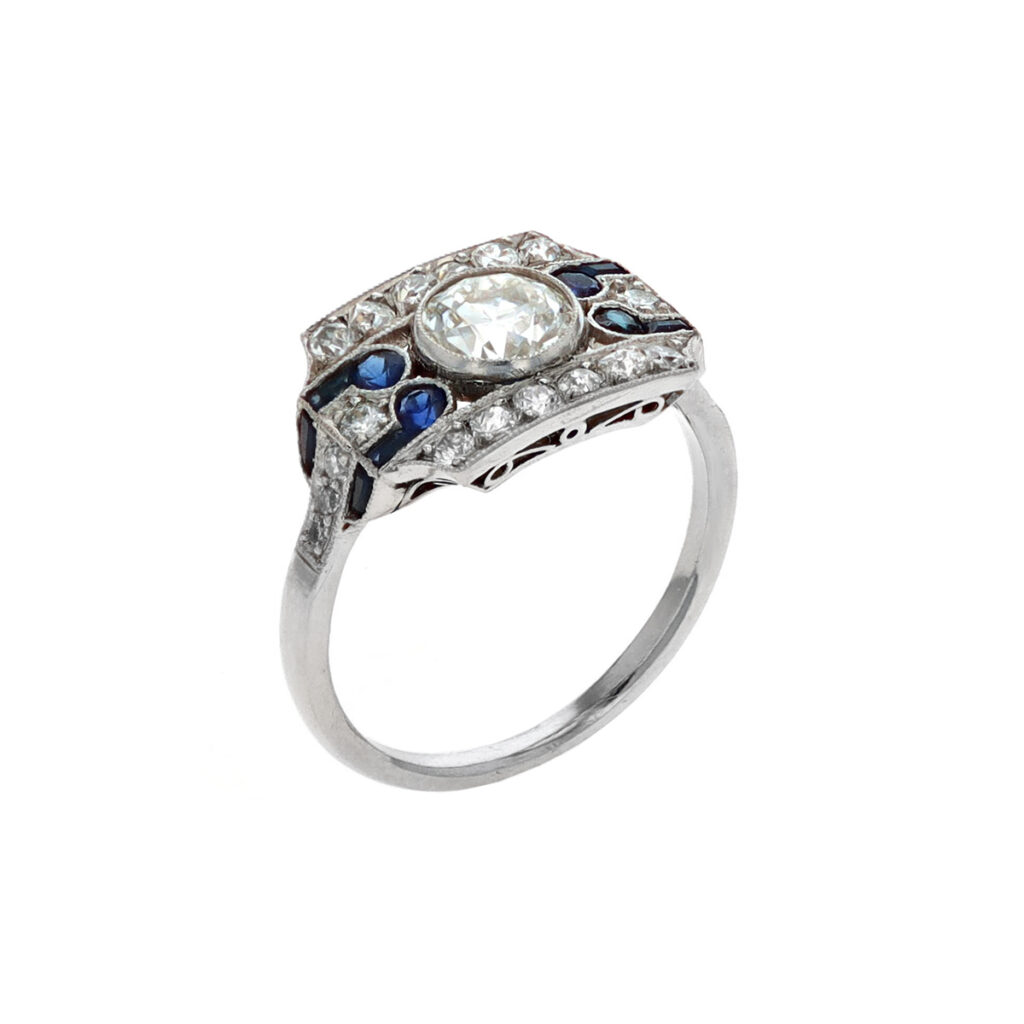 Art deco diamond and sapphire ring store